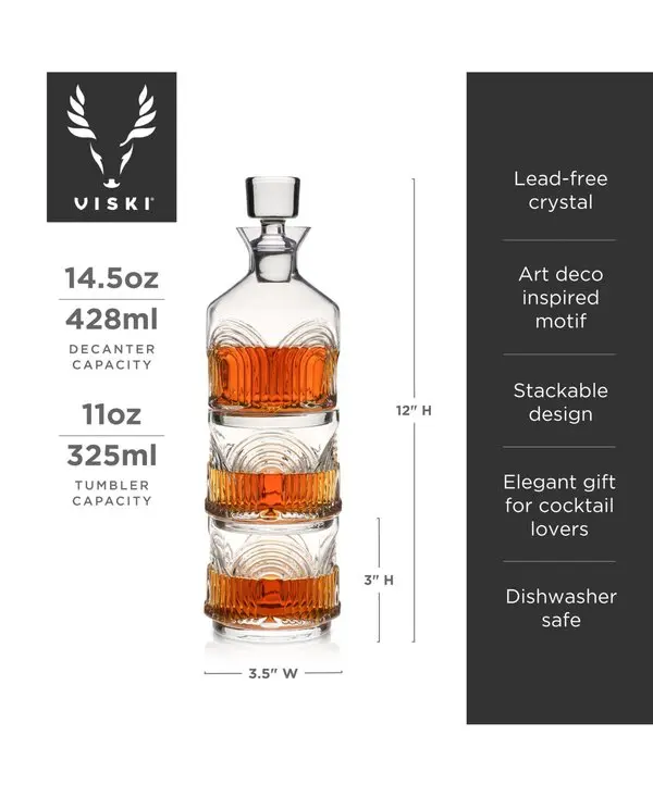 VISKI Deco Beau 3-piece Crystal Stacking Decanter