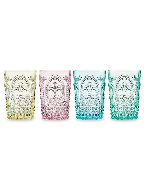 TWINE Shatterproof Acrylic Embossed Tumblers In Set Of 4 - Assorted Colors