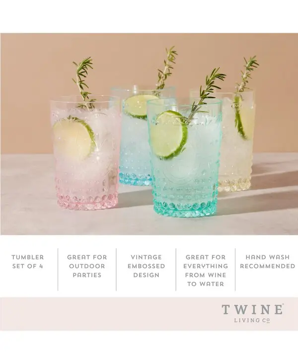 TWINE Shatterproof Acrylic Embossed Tumblers In Set Of 4