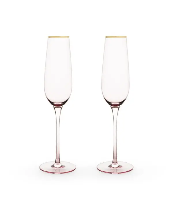TWINE Rose Crystal Champagne Flutes, Set Of 2