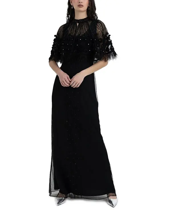 RAISHMA Catalina Gown With Cape - Black