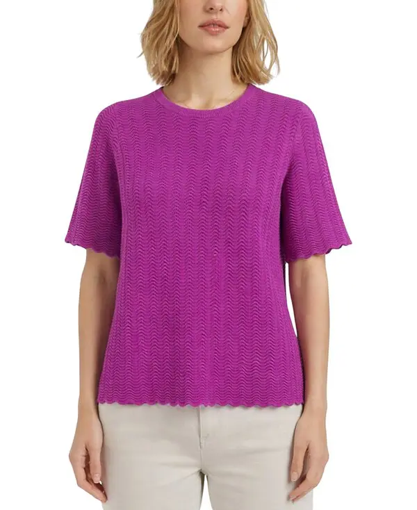 Chinti & Parker Cotton Crochet Tee - Magenta