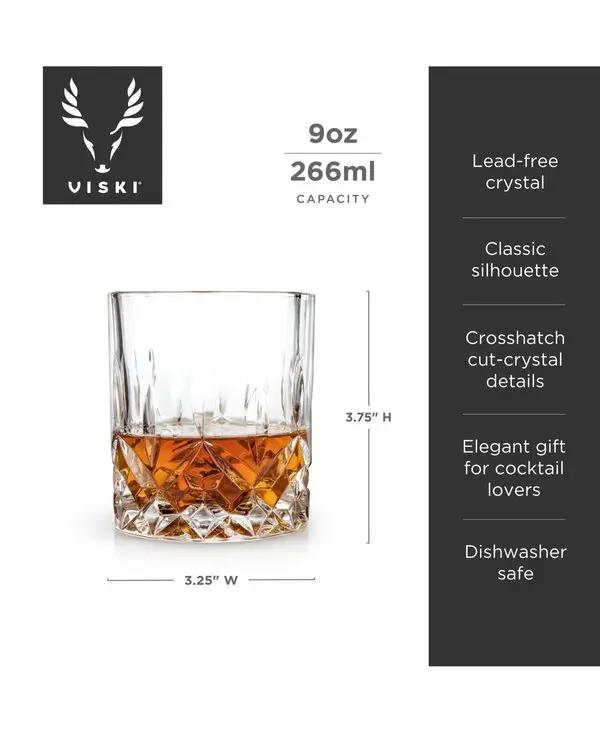VISKI Admiral Crystal Rocks Glasses, Set Of 2