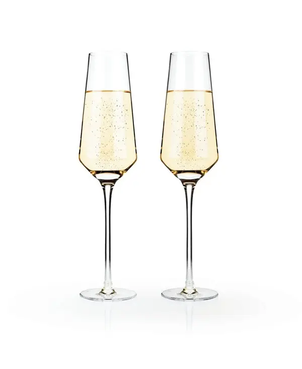 VISKI Raye Crystal Angled Champagne Flutes, Set Of 2