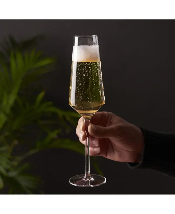 VISKI Raye Crystal Angled Champagne Flutes, Set Of 2