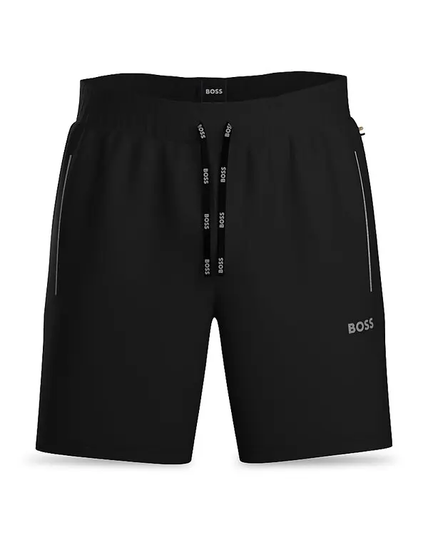 Hugo Boss Cotton Blend Regular Fit 7" Shorts - Black