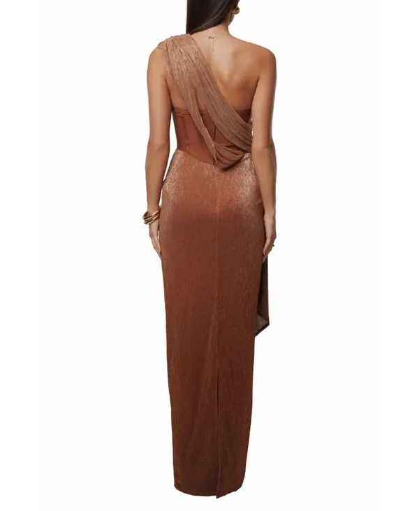 Jluxlabel Celestina Draped Maxi Dress - Gold