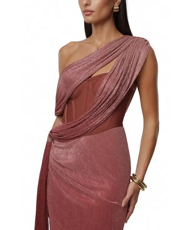 JLUXLABEL Celestina Draped Maxi Dress - Red