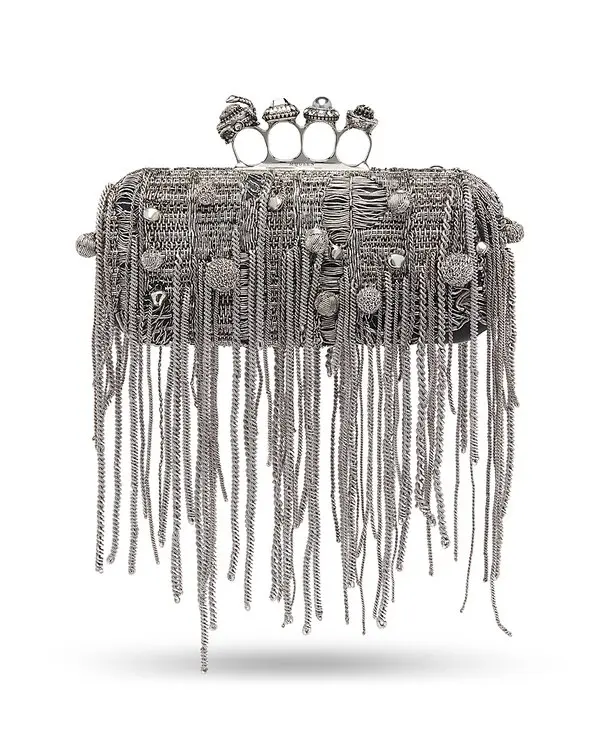 Alexander McQueen Chainmail Embroidery Clutch - Dark Grey