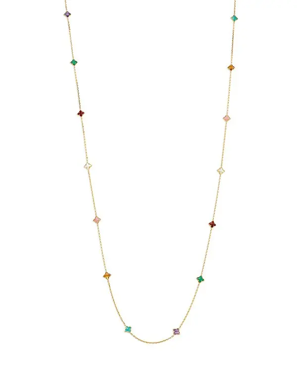 Roberto Coin 18k Yellow Venetian Princess Multi Gemstone Flower Long Station Necklace, 34 - Gold