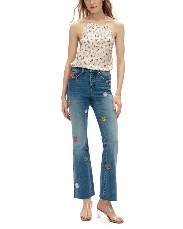 BAYEAS Flora Embroidered Bootcut Flared Jeans