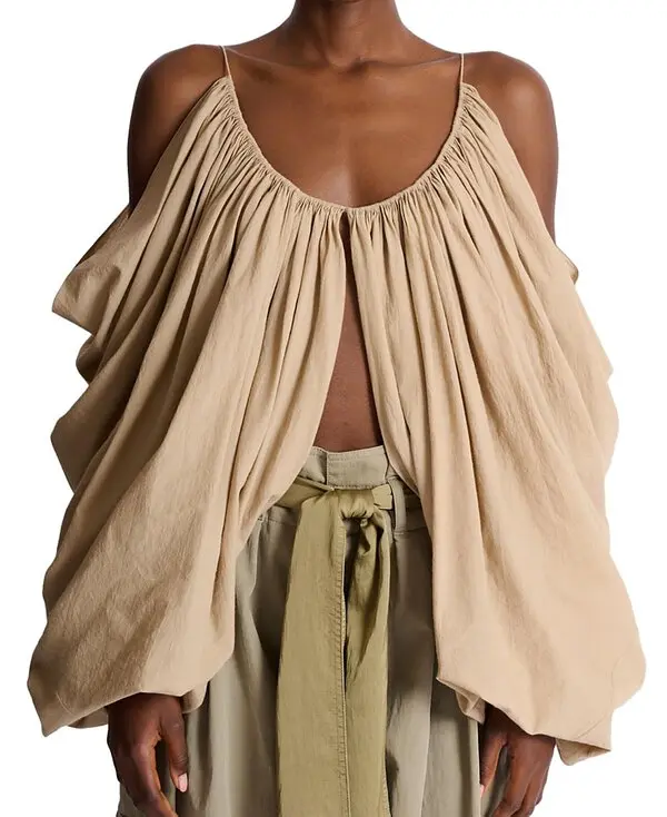 Balmain Strappy Cotton Blouse - Beige