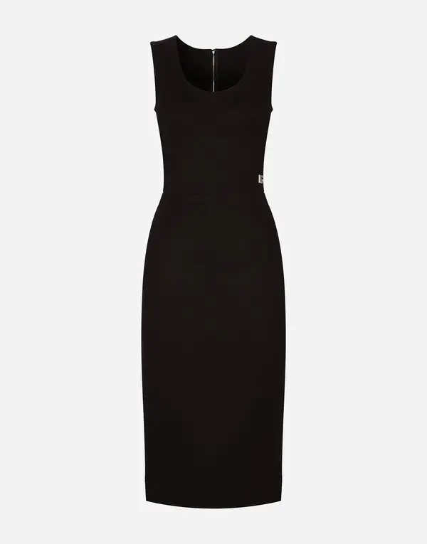 Dolce & Gabbana Sleeveless Milano Rib Midi Dress - Black