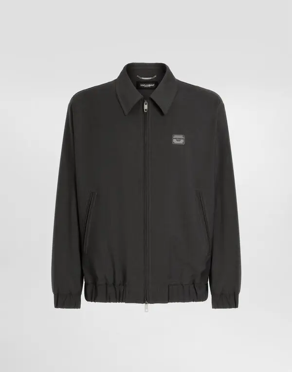 Dolce & Gabbana Woolen Jacket With Logo Tag - Grey