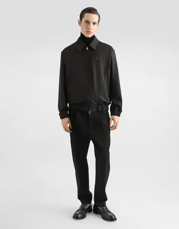 Dolce & Gabbana Woolen Jacket With Logo Tag - Grey