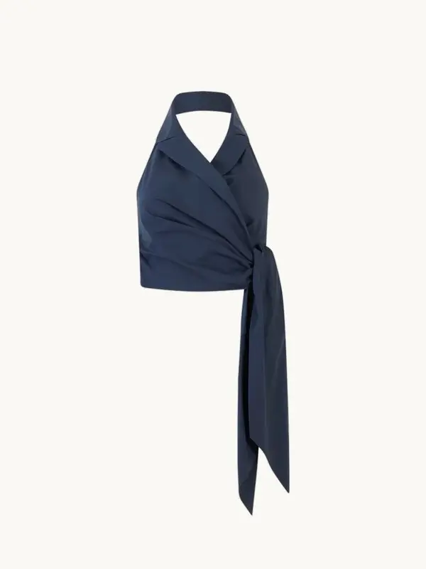 Rosie Assoulin Wrapped Up Halter Top - Navy