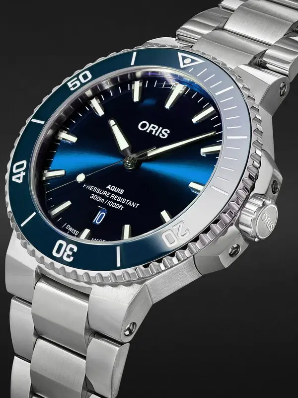 ORIS Aquis Date Stainless Steel Automatic Watch - Blue