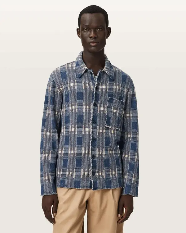 ALLSAINTS Knitted Check Cardigan - Blue