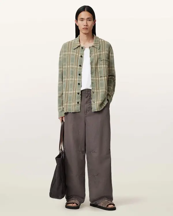 ALLSAINTS Solmar Knitted Check Cardigan - Powdered Green