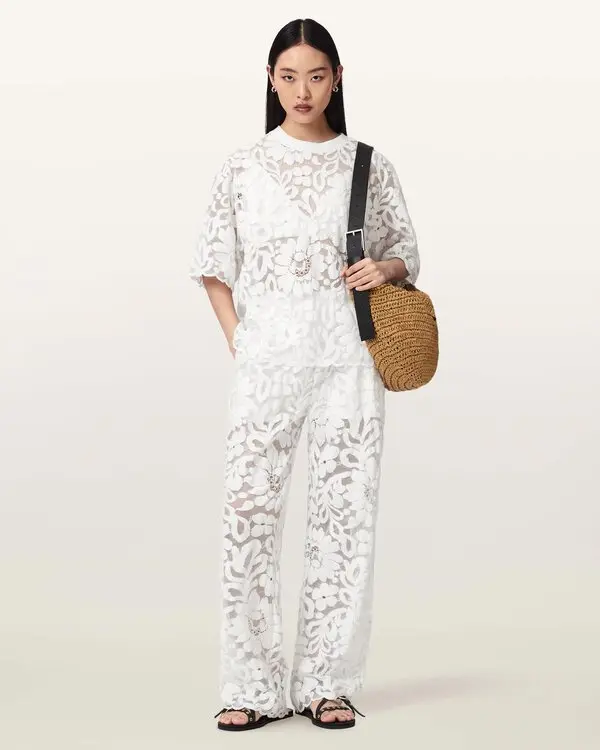 ALLSAINTS Amelie Lace Pants - Optic White