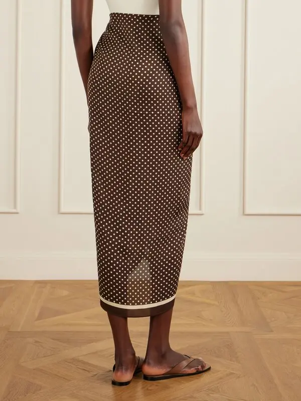 Matteau Polka-dot Silk-georgette Pareo - Chocolate