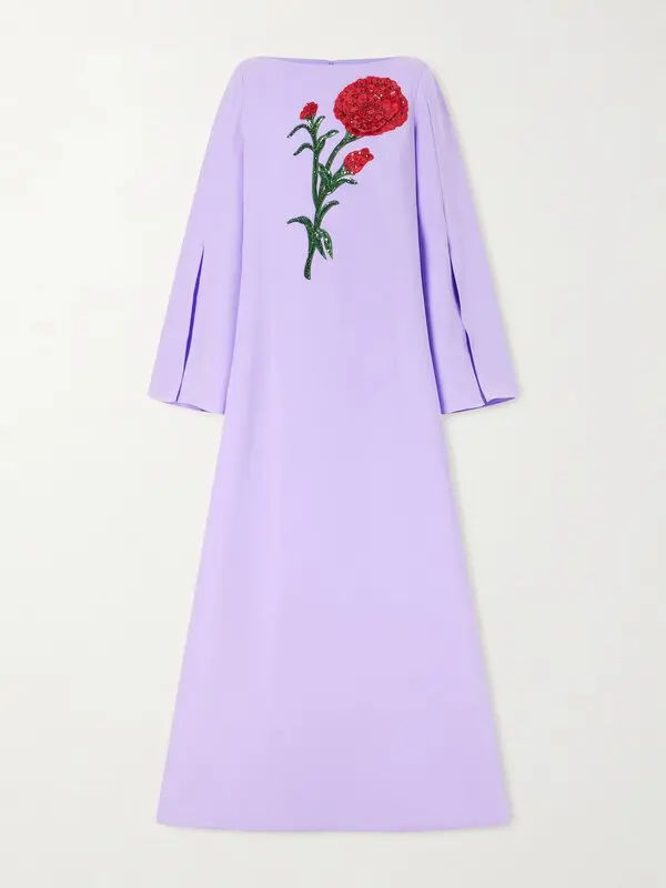 Carolina Herrera Embellished Jersey Gown - Purple