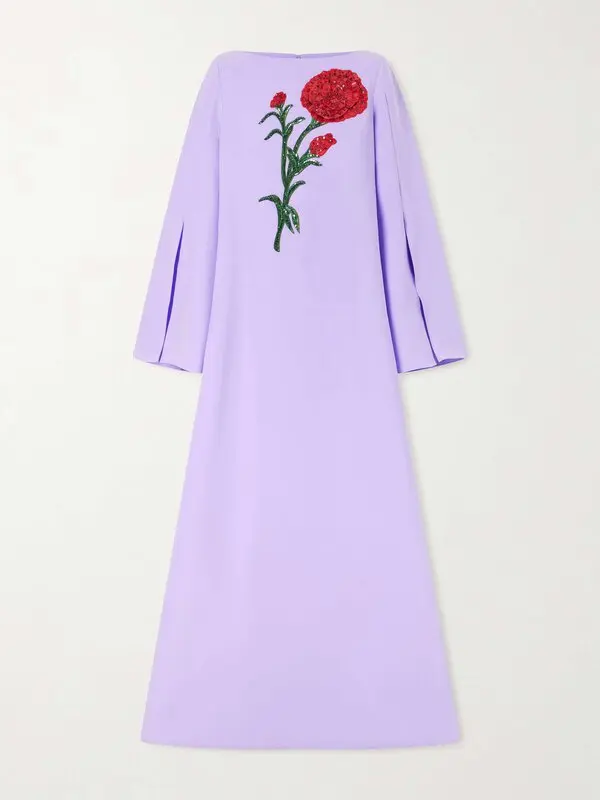 Carolina Herrera Embellished Jersey Gown - Violet