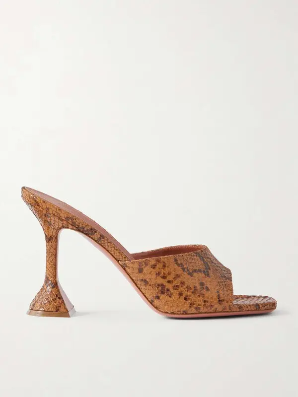 Amina Muaddi Lupita 95 Snake-effect Leather Mules - Snake Print