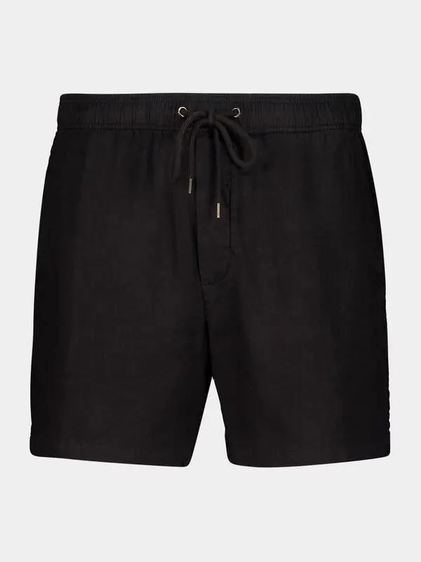 JAMES PERSE Linen Drawstring Shorts - Black