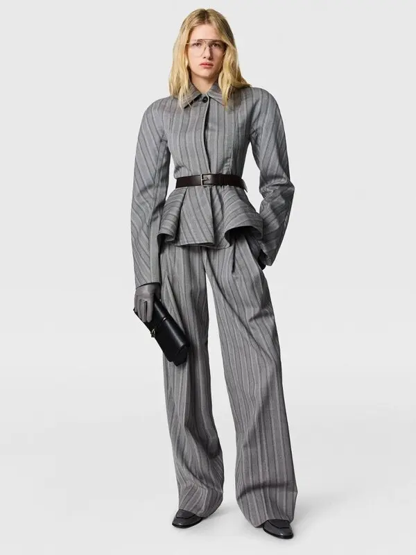 Stella McCartney Melange Striped Trousers - Grey