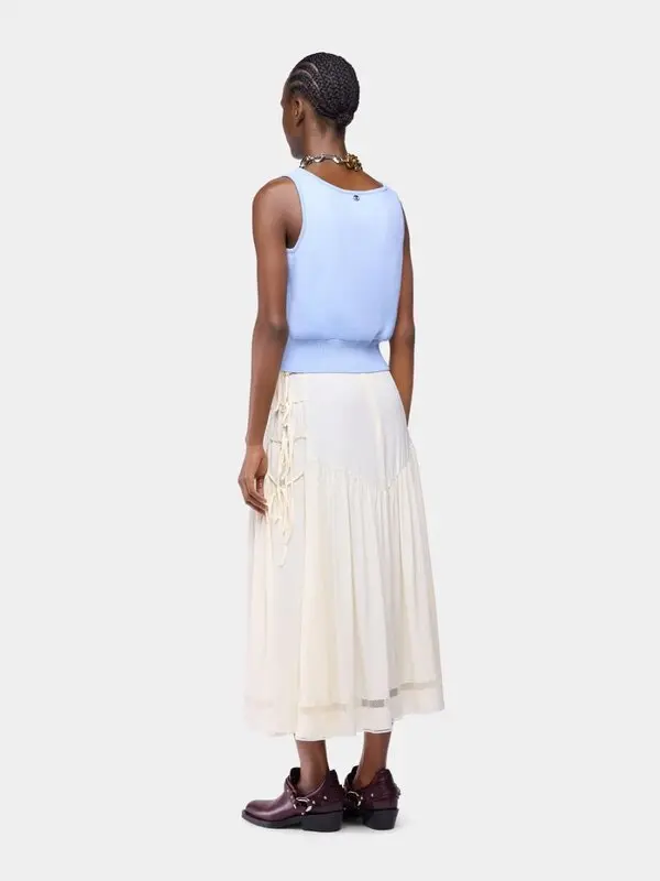 Rabanne Floral Embroidered Knit Tank - Blue