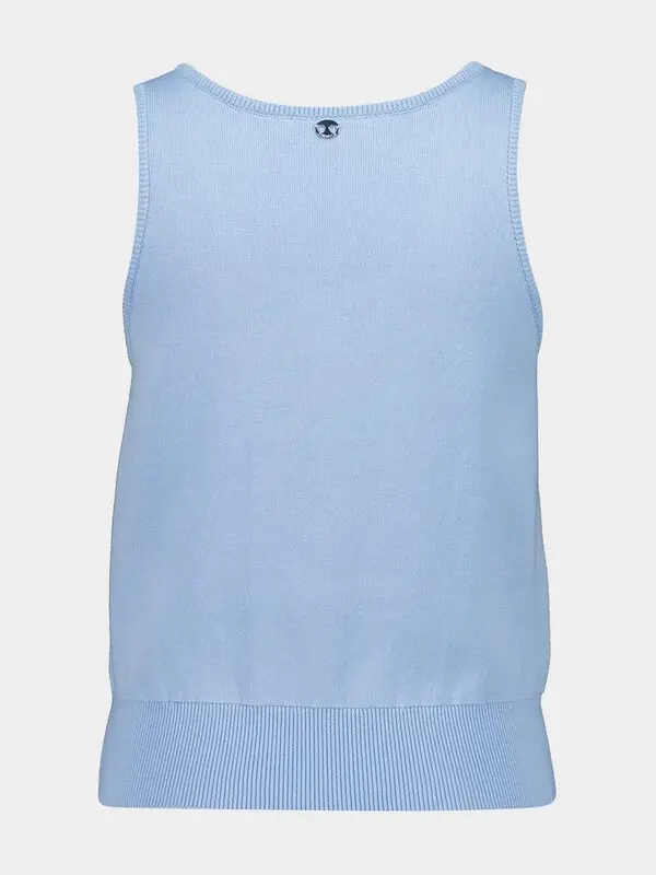 Rabanne Floral Embroidered Knit Tank - Blue