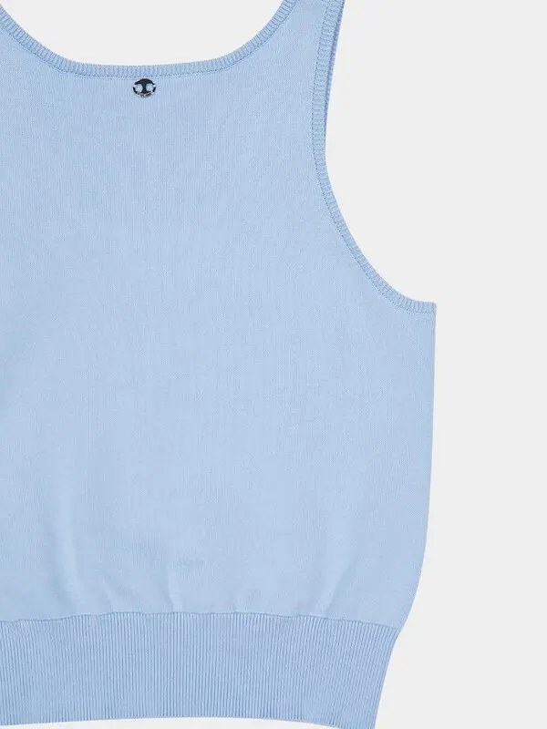 Rabanne Floral Embroidered Knit Tank - Blue