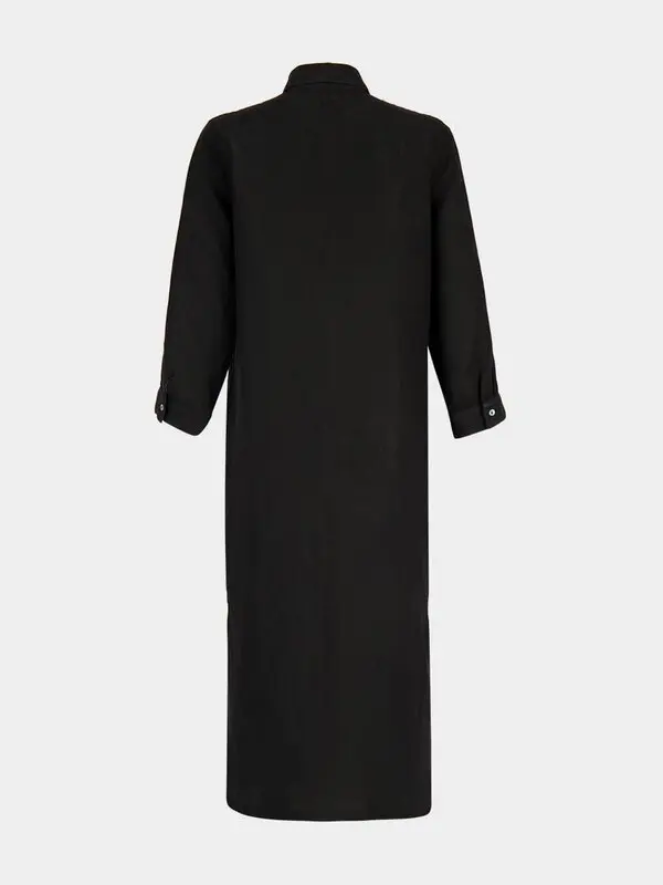 120% Lino Linen Maxi Shirt Dress