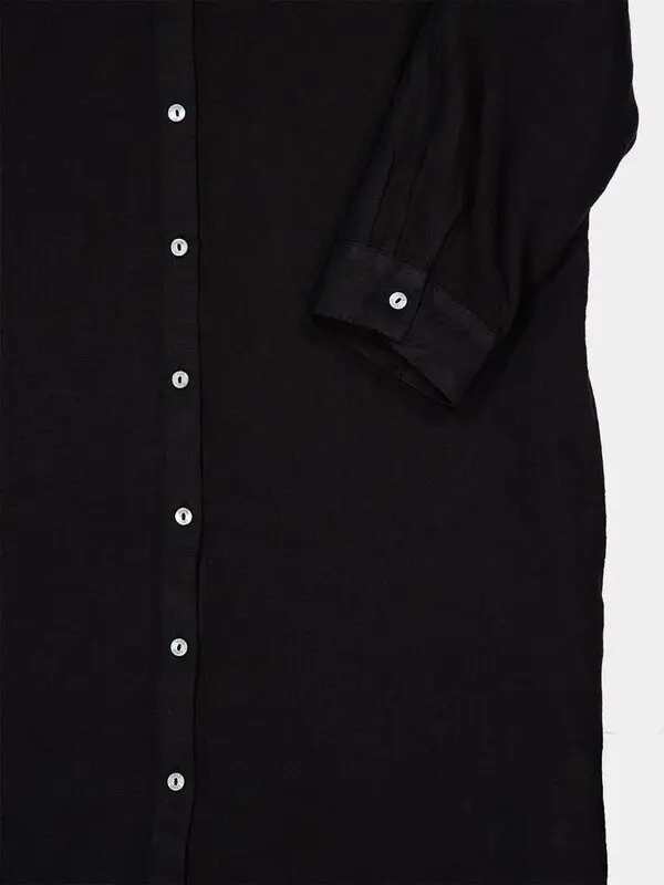 120% Lino Linen Maxi Shirt Dress