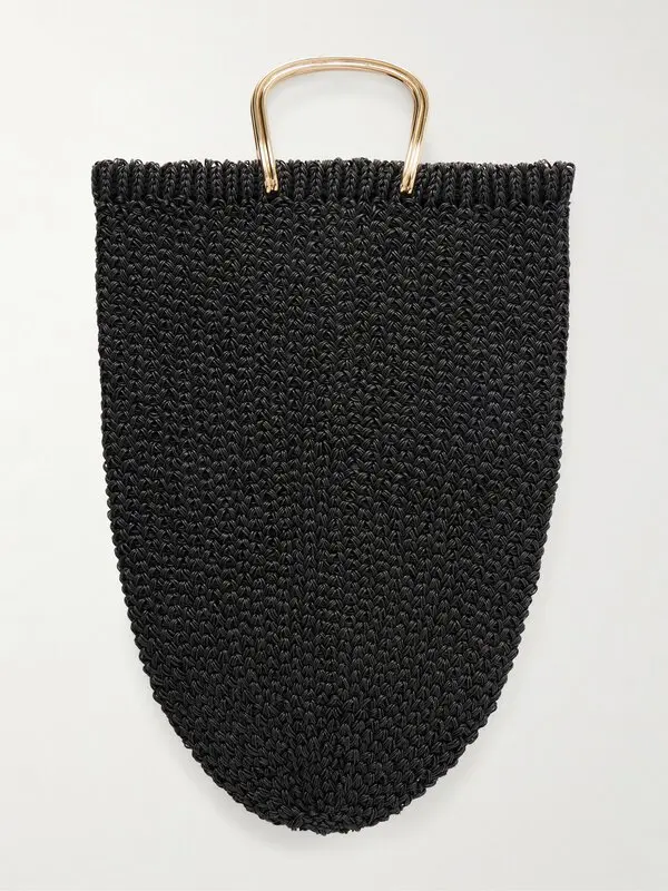 Tory Burch Woven Raffia Tote Bag - Black