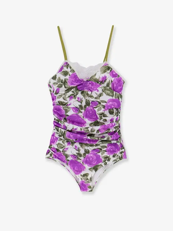 Chloé Onepiece Swimsuit With Floral Pattern - Purple