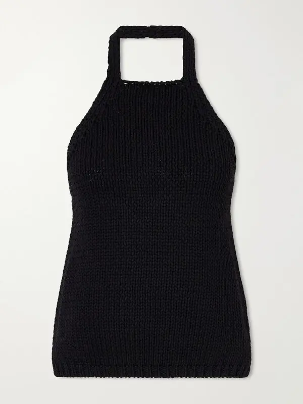 RÓHE Knitted Halterneck Top - Black