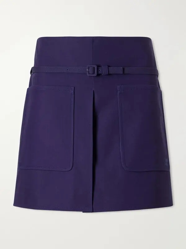 COURREGES Belted Cotton-canvas Mini Skirt - Blue