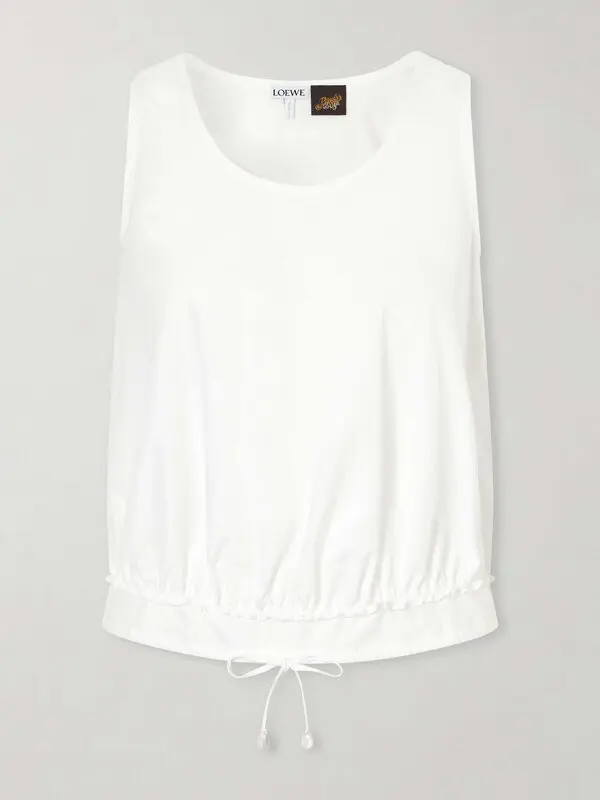 Loewe Paula's Ibiza Anagram Appliquéd Cotton-popeline Top - White