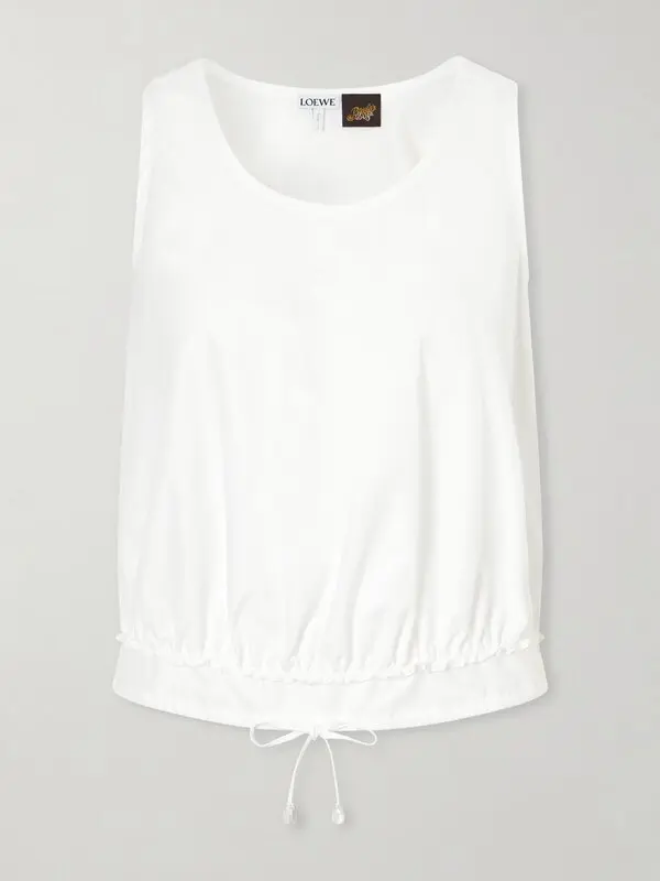 Loewe Anagram Appliquéd Cotton-poplin Top - White