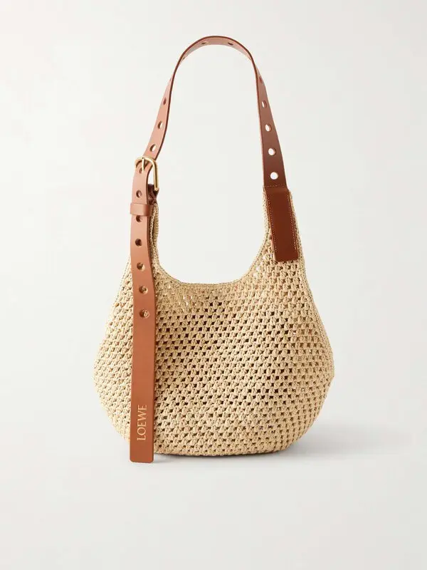 Loewe The Punch Hole Raffia Shoulder Bag - Neutral