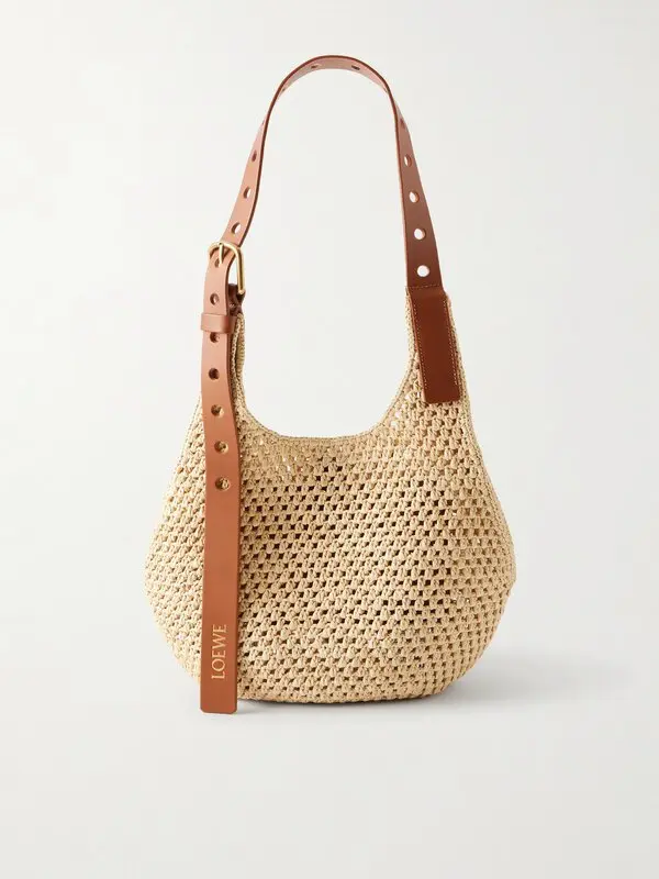 Loewe The Punch Hole Raffia Shoulder Bag - Neutrals