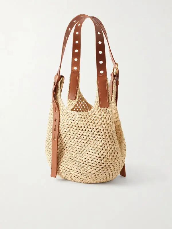 Loewe The Punch Hole Raffia Shoulder Bag - Neutrals