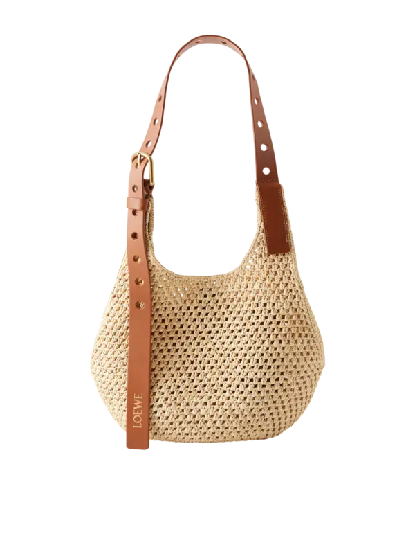 Loewe The Punch Hole Raffia Shoulder Bag - Neutrals