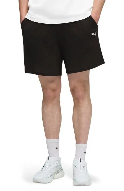PUMA Waffle Knit Relaxed Fit Shorts - Puma Black