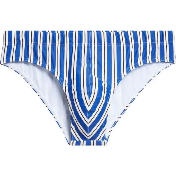 TOM FORD Bold Regimental Stripe Swim Briefs - Combo Blue/white