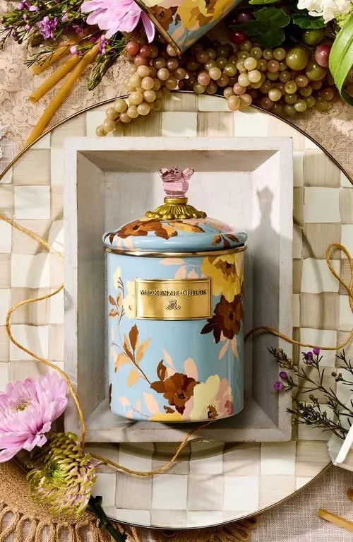 MACKENZIE-CHILDS Wild Rose Slate Medium Canister - Blue
