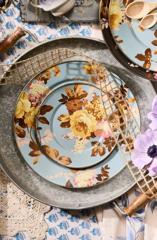 MACKENZIE-CHILDS Wild Rose Slate Salad Plate