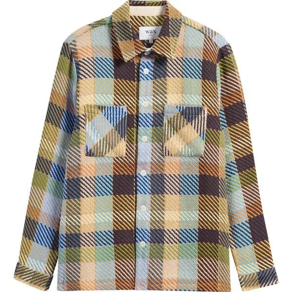 WAX LONDON Whiting Pike Check Recycled Cotton Blend Overshirt - Khaki/multi